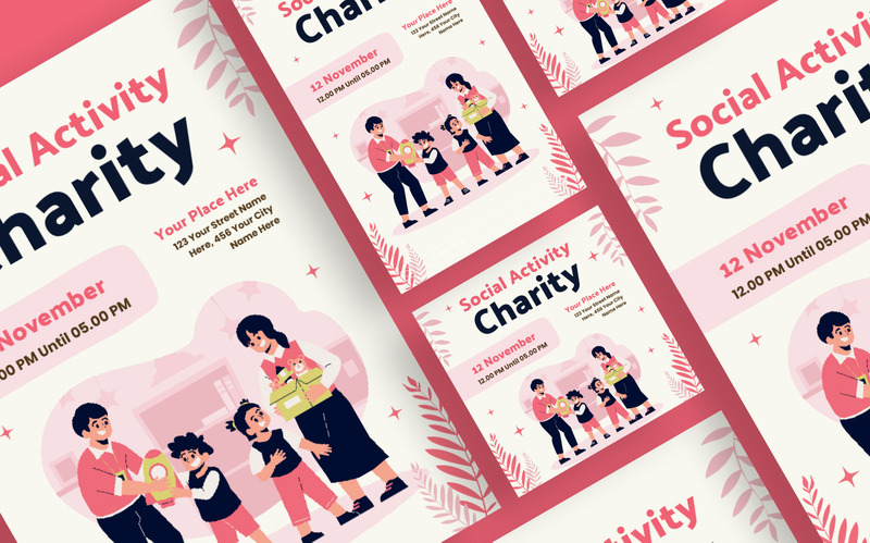 Pinkish Illustrative Social Charity Flyer Template