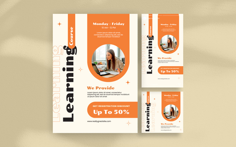 Monday Friday Learning Course Flyer Template