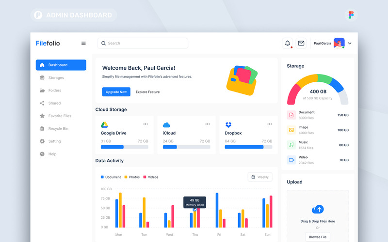 Filefolio - File Manager Admin Dashboard - TemplateMonster