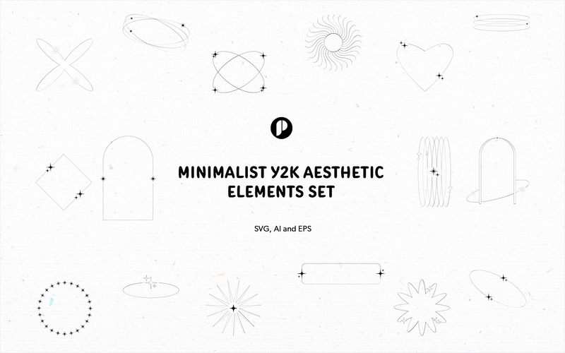 Minimalist Y2K Aesthetic Element Illustration Set