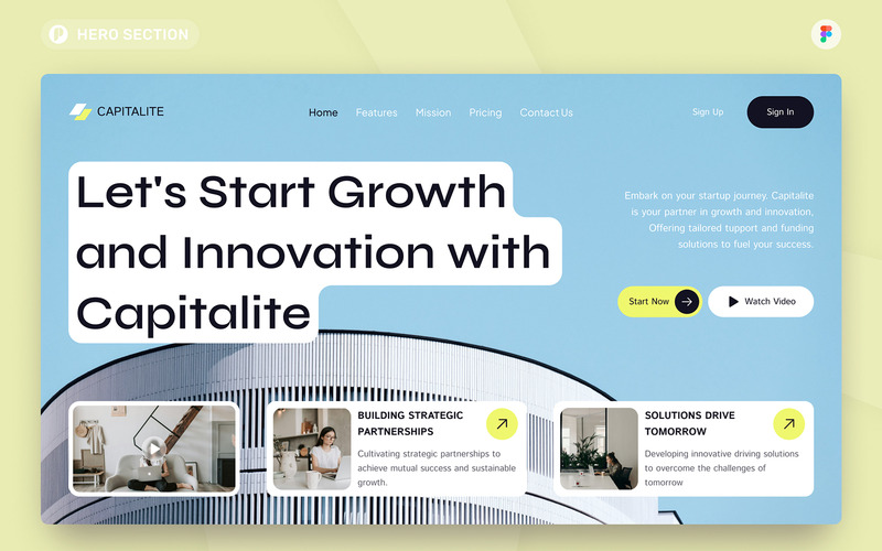 Capitalite - Startup Business Hero Section Figma Template