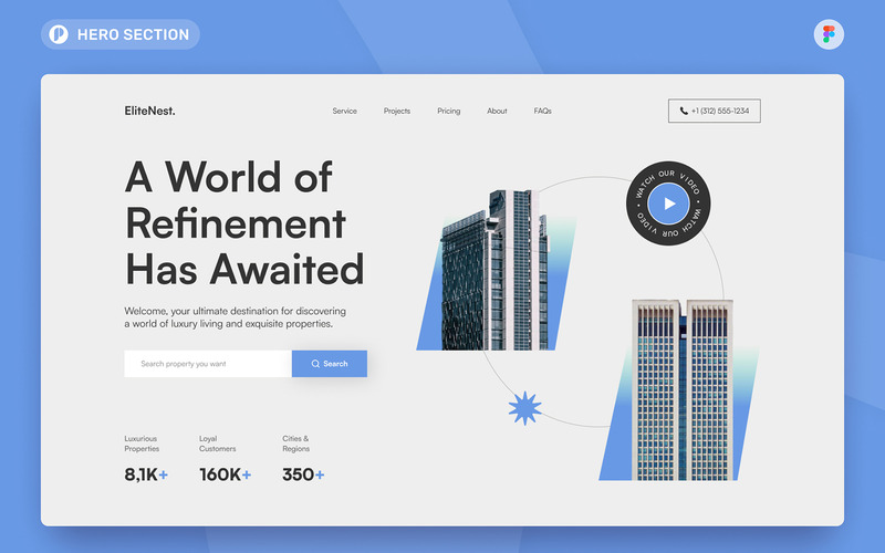 EliteNest - Real Estate Hero Section Figma Template