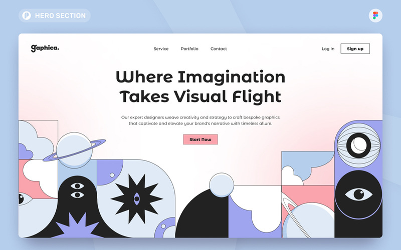 Graphica - Design Studio Hero Section Figma Template