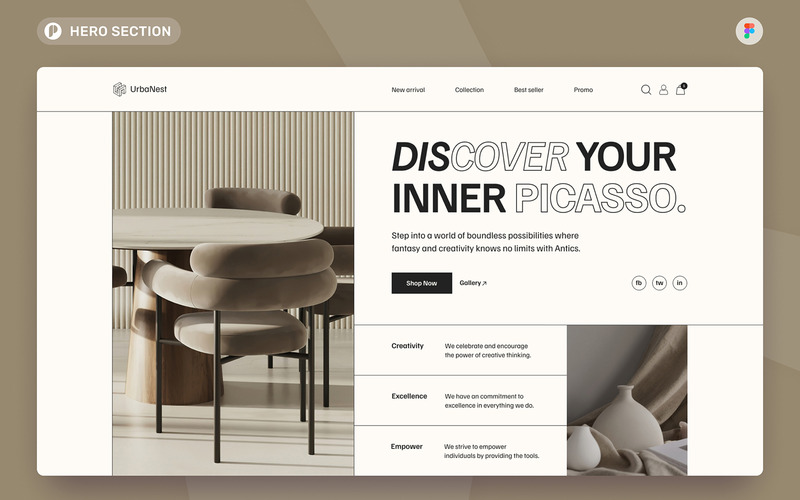 UrbaNest – Beige Simple Minimalist Home Decor Hero Section