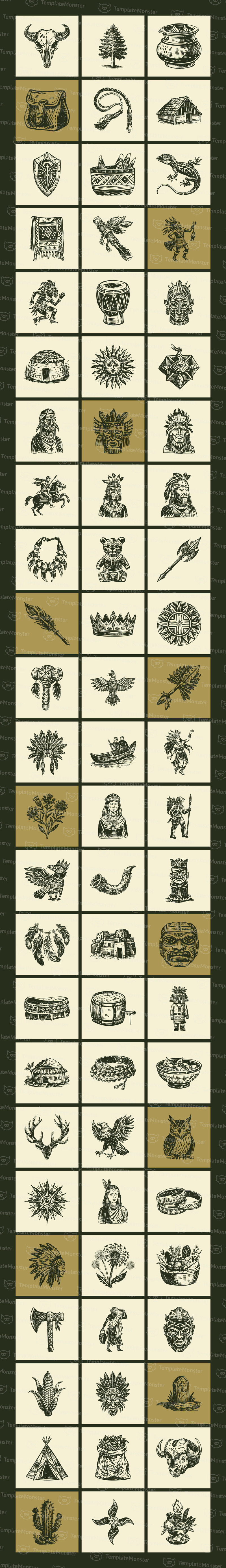 Native American Art Icon Set #511791 - TemplateMonster