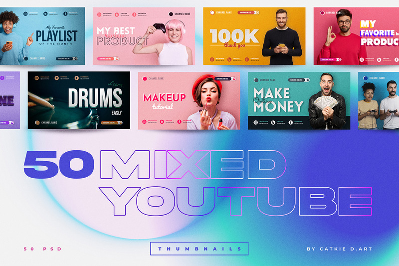 Youtube Thumbnail Bundle (50 PSD) #323142 - TemplateMonster