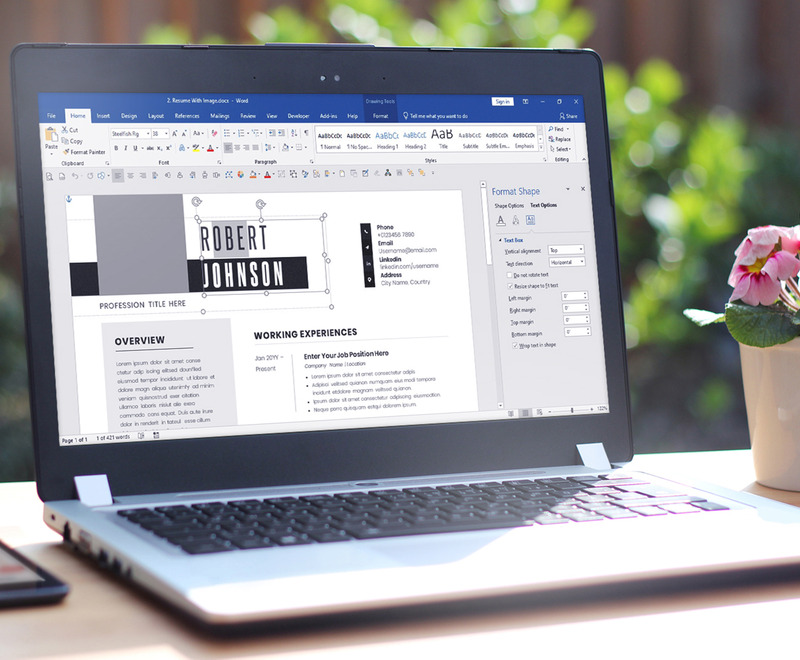 Clean & Professional Resume CV Template With Ms Word Apple Pages File ...