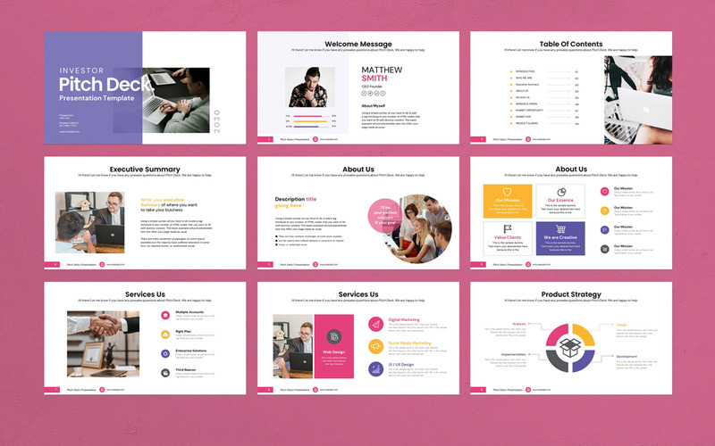Pitch Deck Layout presentation template - TemplateMonster
