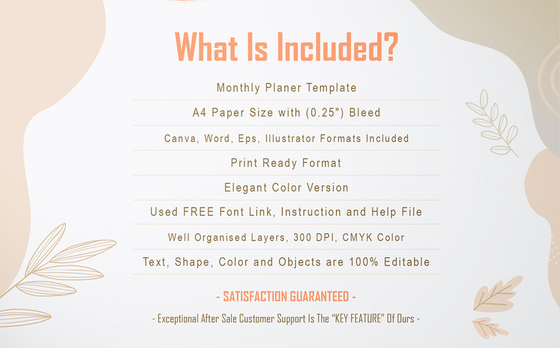 Printable Monthly Planner Template Canva - TemplateMonster