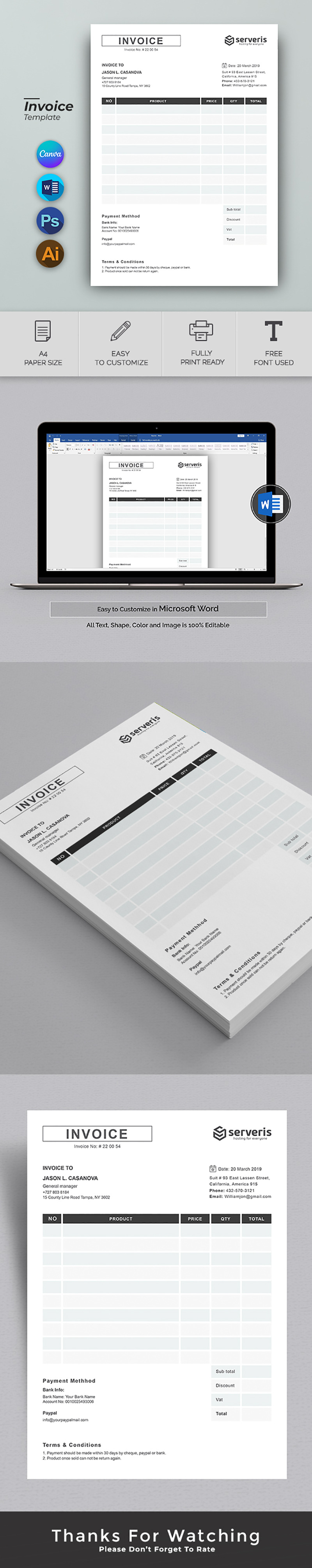 Canva Modern Corporate Invoice Design Template