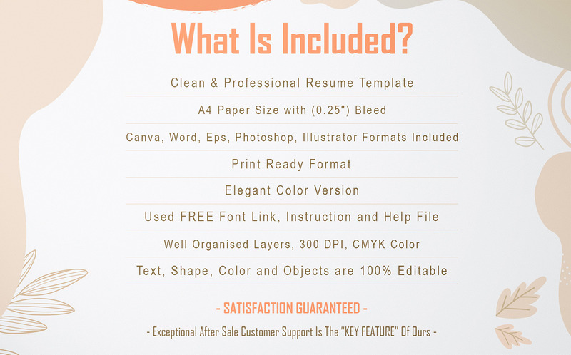 Professional Editable Resume Template Canva & Word