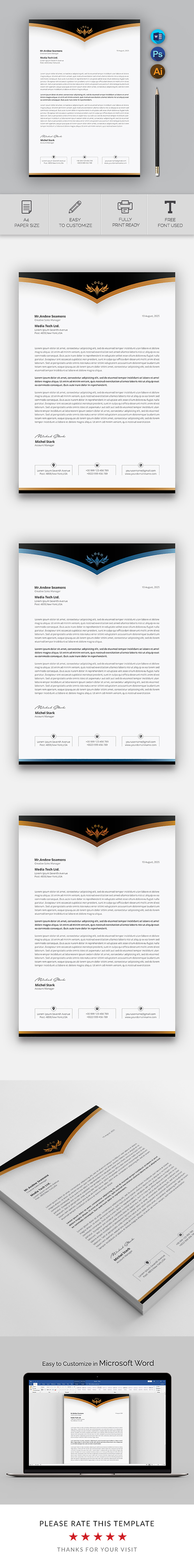 Corporate Simple Canva Letterhead Template - TemplateMonster