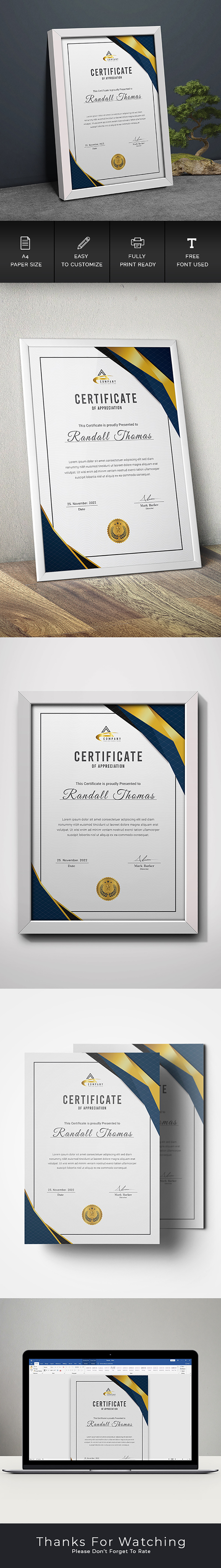 Canva Portrait Certificate Template Design - TemplateMonster