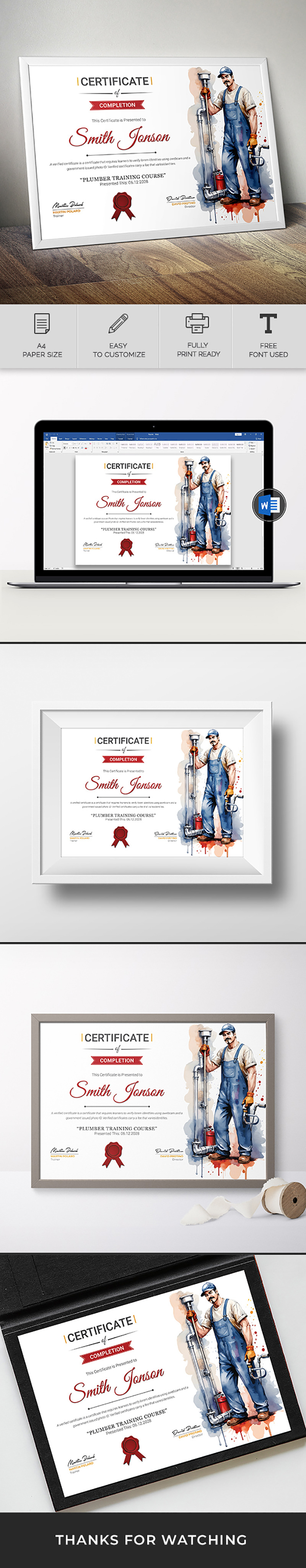 Canva Plumber and Pipe Fitter Training Certificate