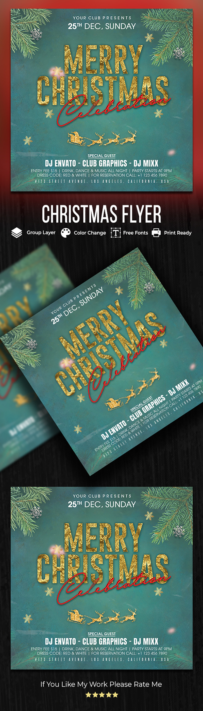 Merry Christmas Celebration Flyer #366793 - TemplateMonster