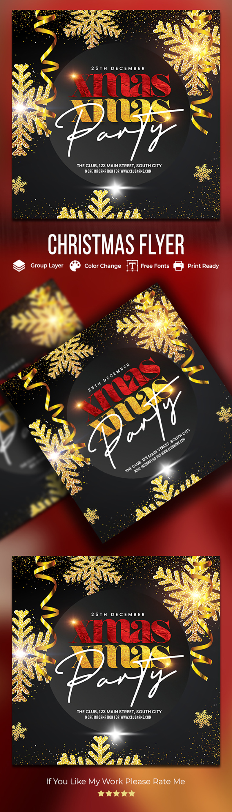 Xmas Party Flyer Template PSD #371367 - TemplateMonster