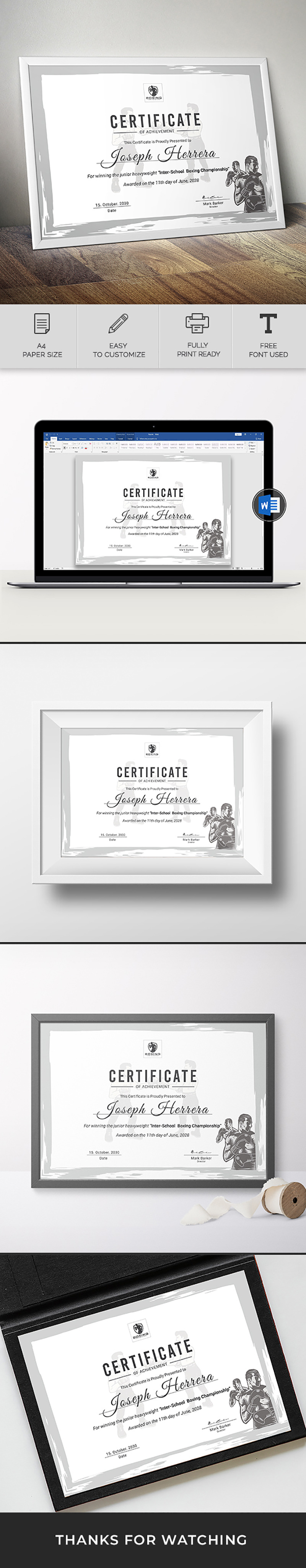 Canva Boxing Training Certificate #425993 - TemplateMonster