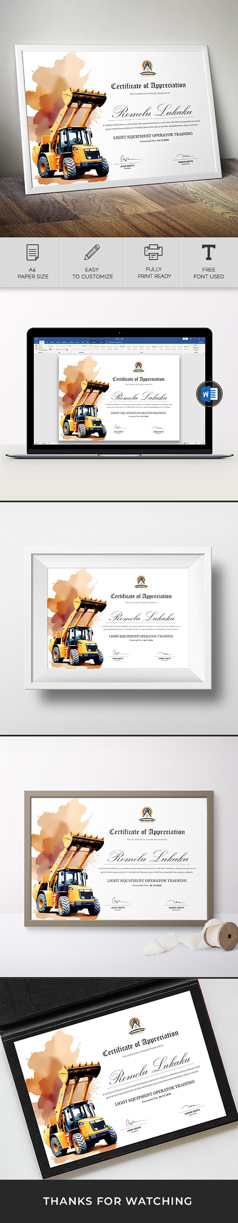 Construction Equipment Operator Certificate - TemplateMonster