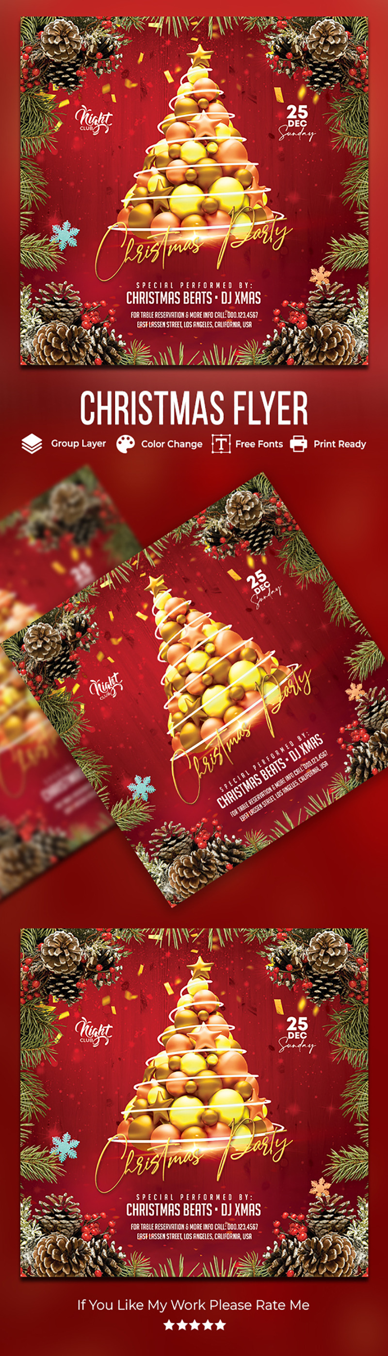 Christmas Party PSD Flyer Template #371360 - TemplateMonster