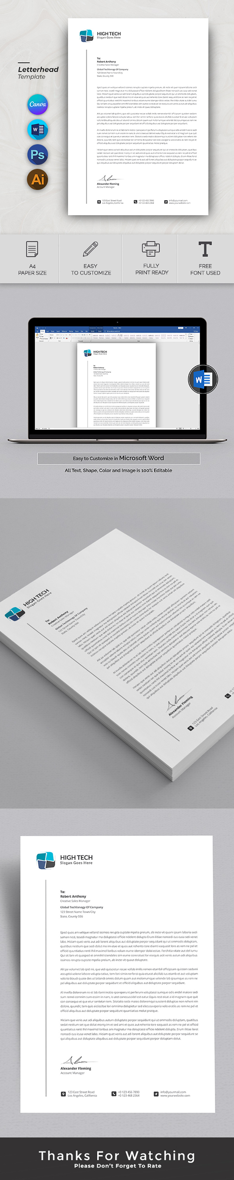 Business Letterhead Template Canva #427084 - TemplateMonster