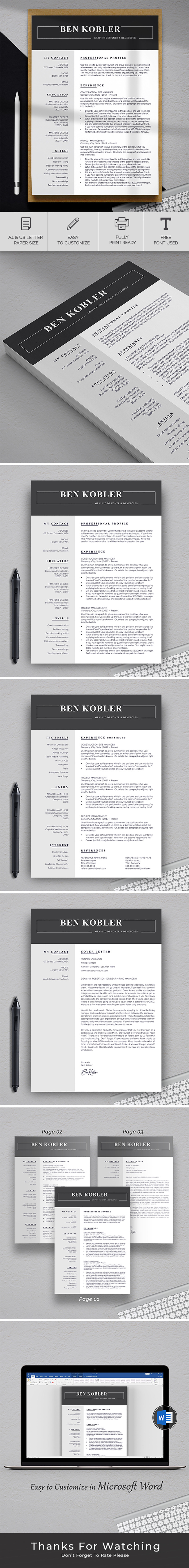 Ben Kobler Graphic Designer Resume Template - TemplateMonster