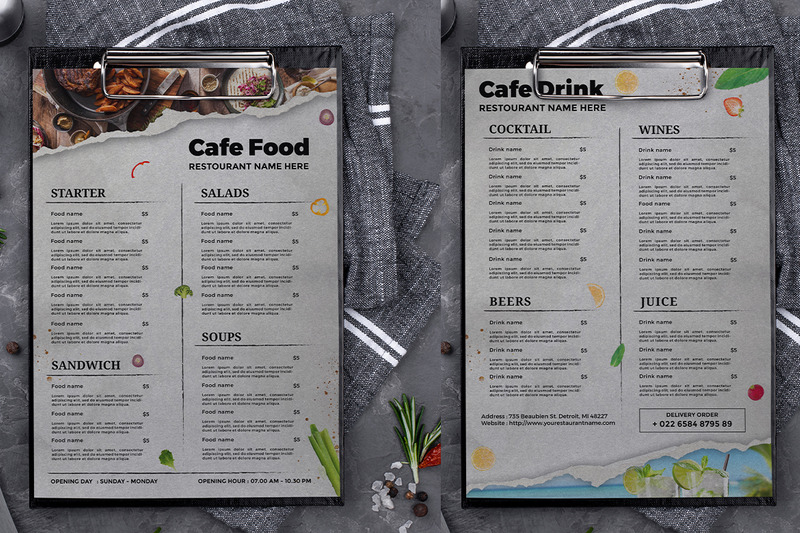 Food Menu Template - Double Side #293531 - TemplateMonster