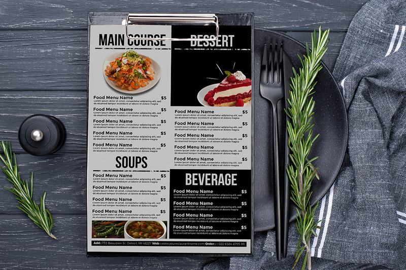 Black and White Menu - Flyer Template - TemplateMonster