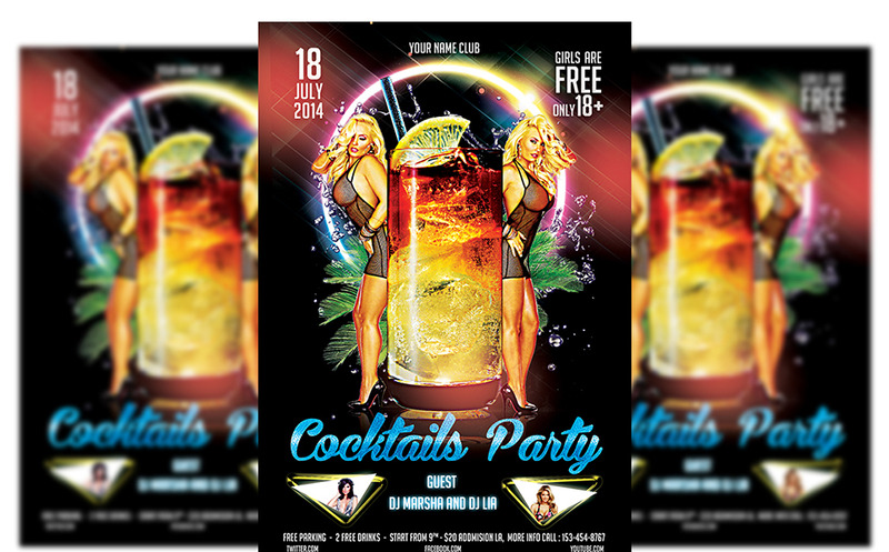 Cocktail Party Flyer Template #239143 - TemplateMonster