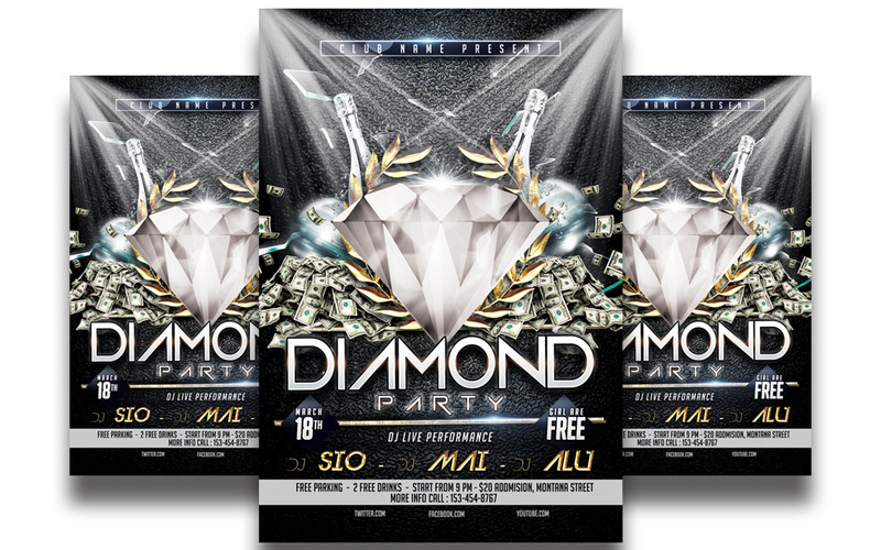 Diamond Party Flyer Tempalte #293242 - TemplateMonster