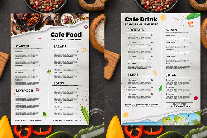 Food Menu Template - Double Side #293531 - TemplateMonster