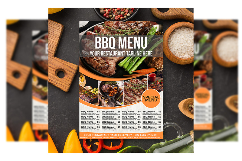 Barbecue flyer Menu Template #297129 - TemplateMonster
