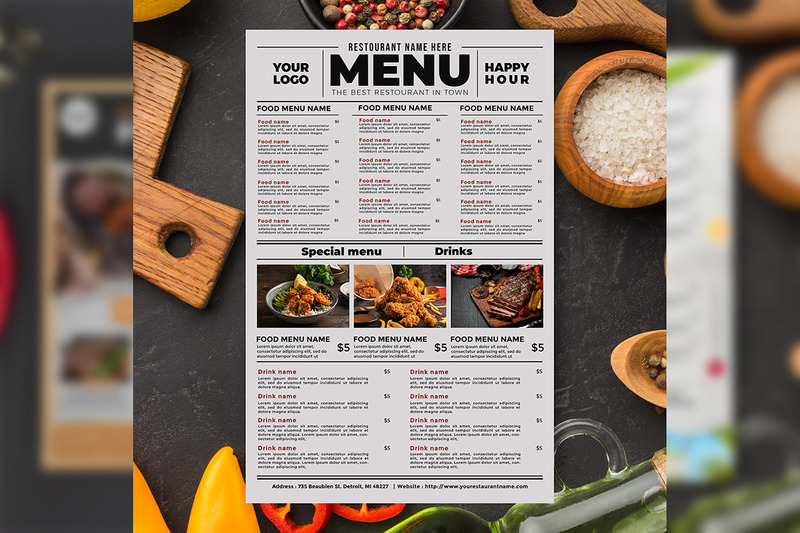 Minimalist restaurant menu Template #295129 - TemplateMonster