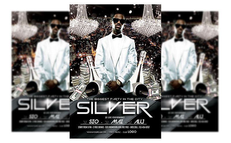 Silver Party Flyer Template #273418 - TemplateMonster