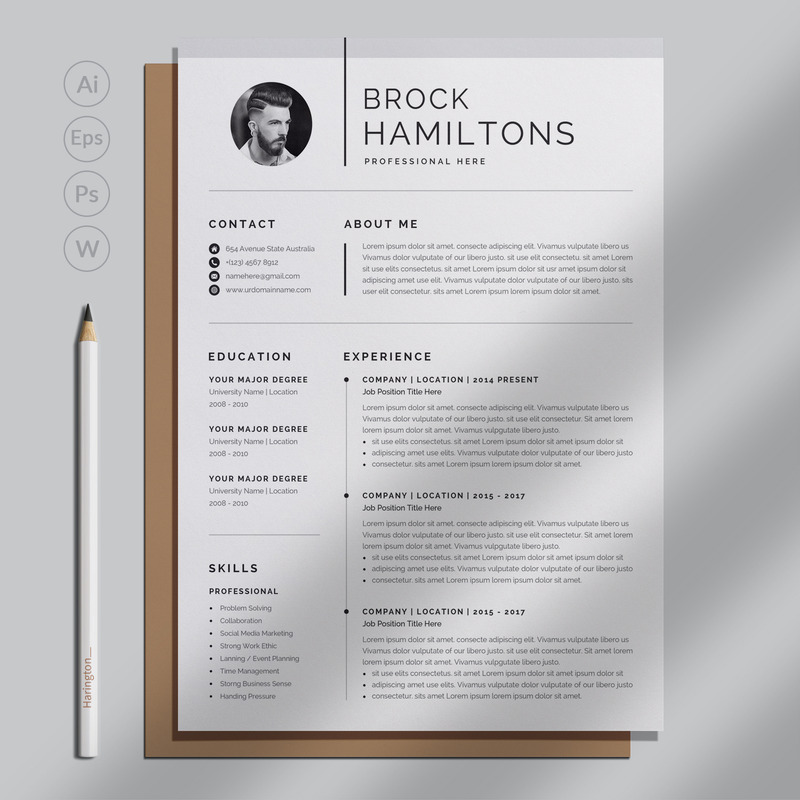 Professional & Clean Brock Resume/Cv Template