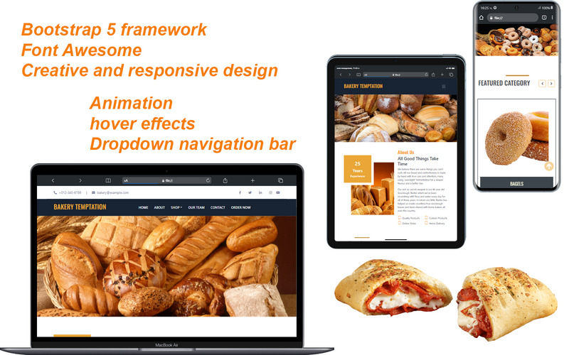 Bakery - Responsive HTML Bootstrap Landing Page Templates