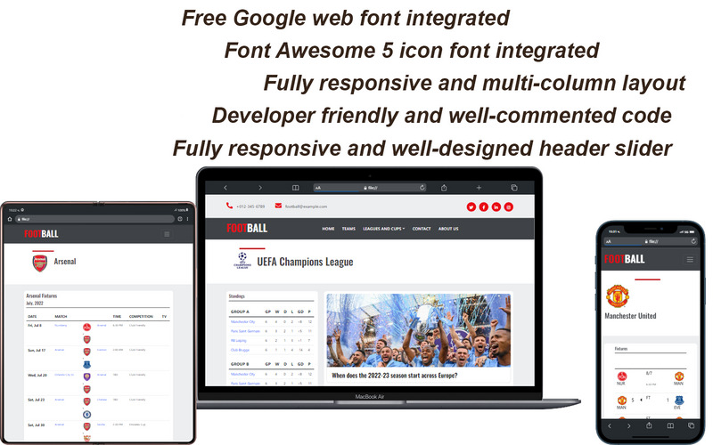 Football Templates - Responsive HTML Bootstrap Template