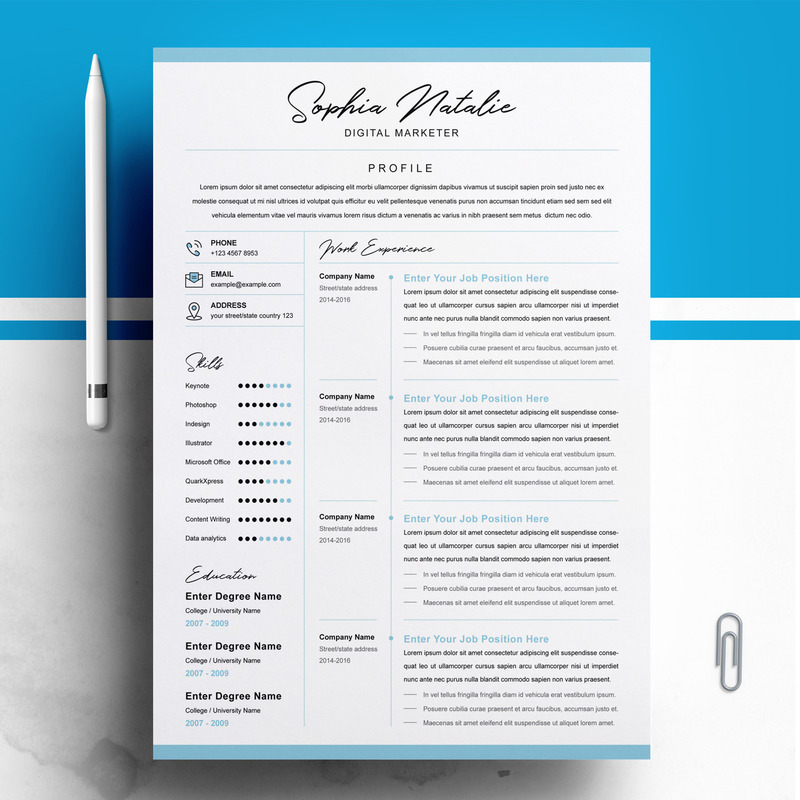 Sophia Natalie / Resume Template #192825 - TemplateMonster