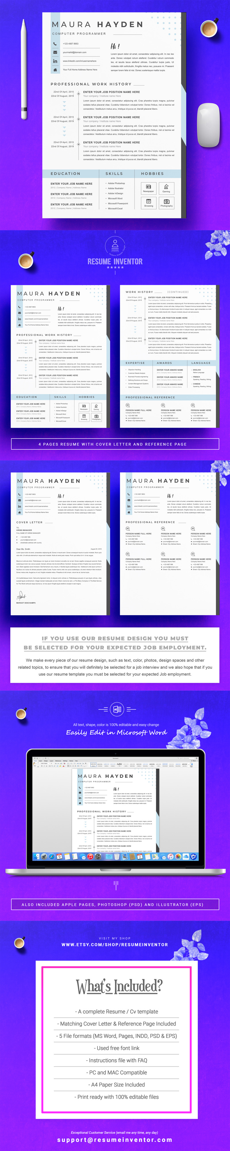 Modern Resume Template Layout #374559 - TemplateMonster