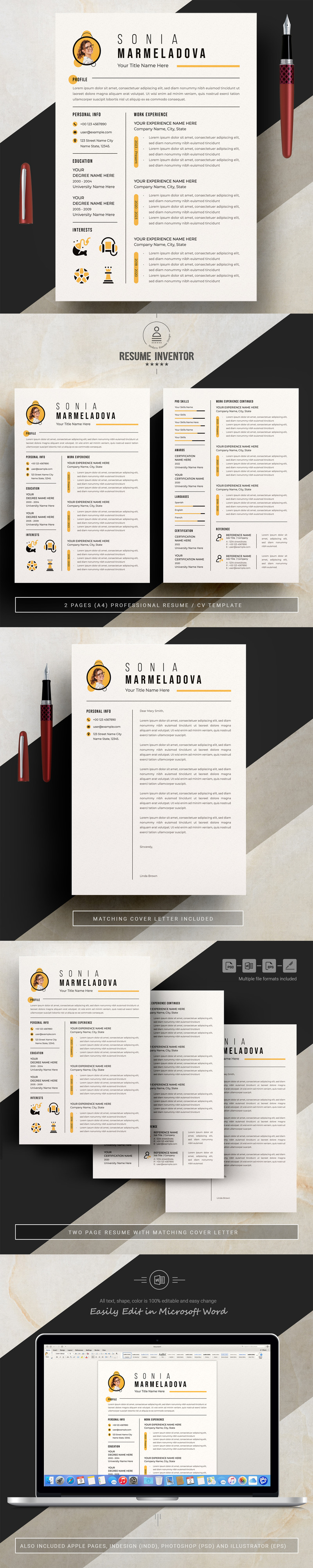 Creative And Simple Resume Design #448723 - TemplateMonster