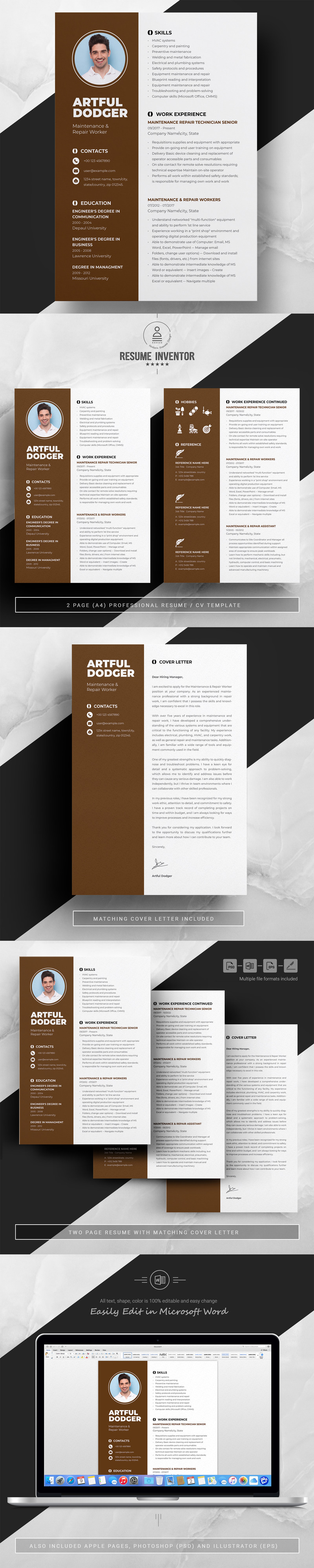 Professional Word Resume Template Design - TemplateMonster