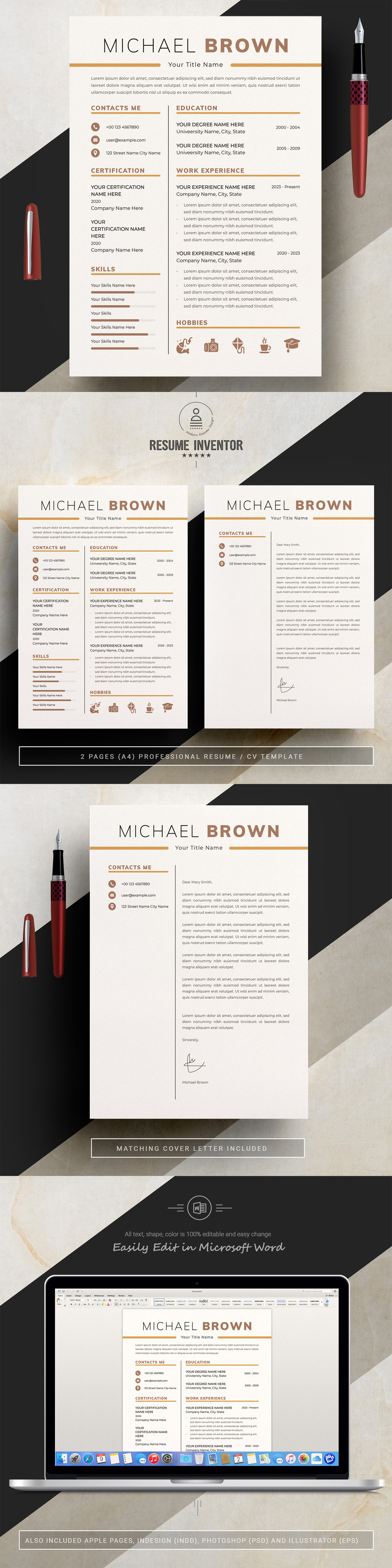 Elegant And Modern Resume Layout #463149 - TemplateMonster