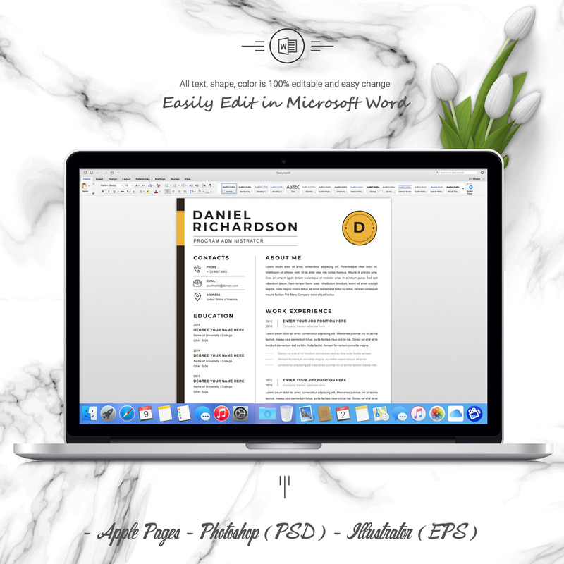 Daniel / Resume CV Template #234080 - TemplateMonster