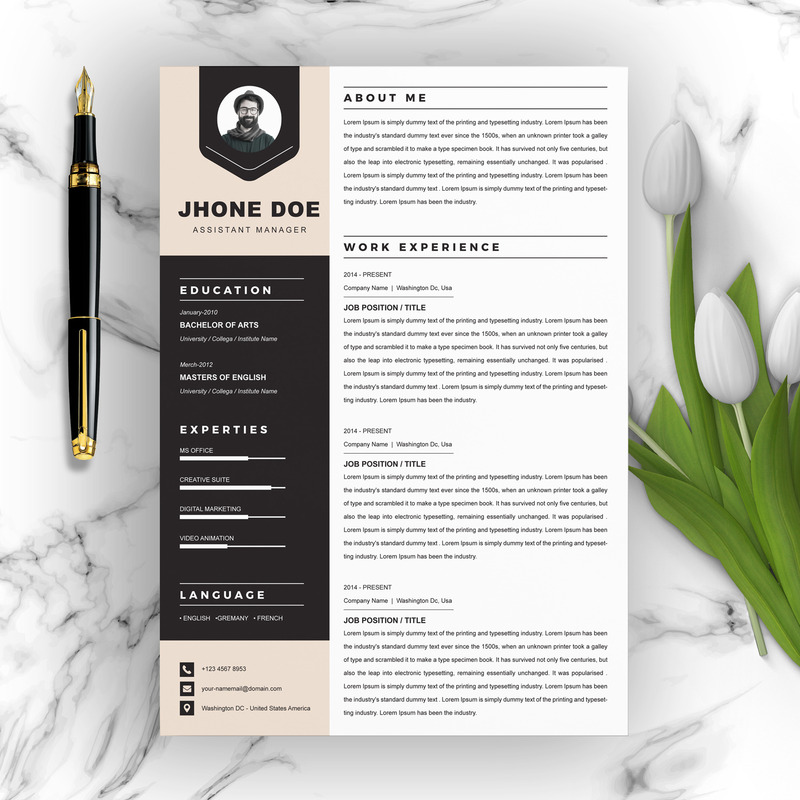 Jhone Doe / Resume Template #195145 - TemplateMonster