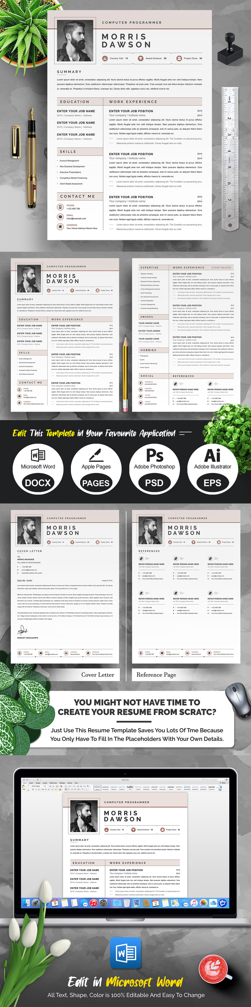 Best Curriculum Vitae with Cover Letter And Reference Page