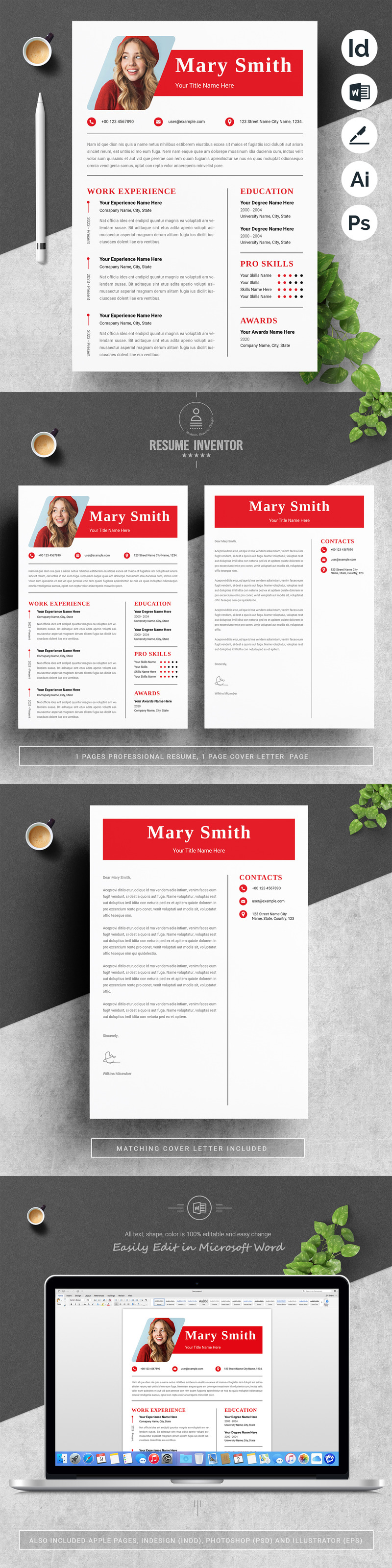 Simple And Clean Minimalist CV #446521 - TemplateMonster