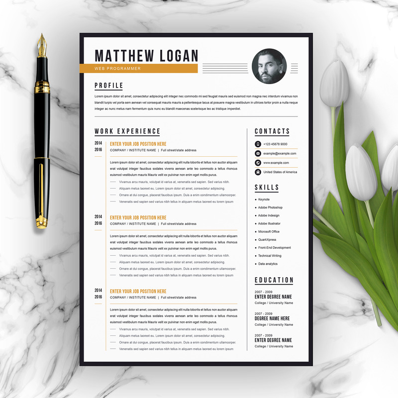 Matthew / Resume & CV Template #192822 - TemplateMonster