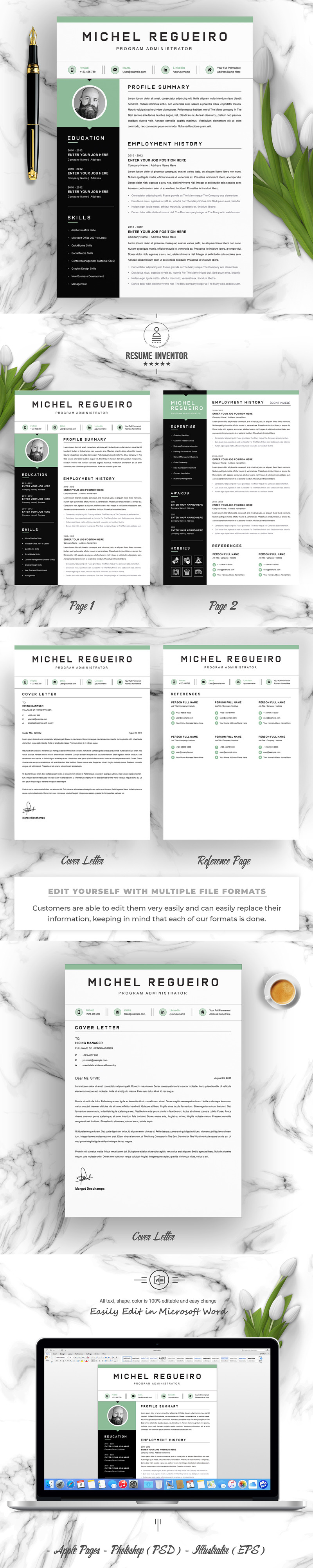 Clean Resume / CV Template with MS Word Cover Letter