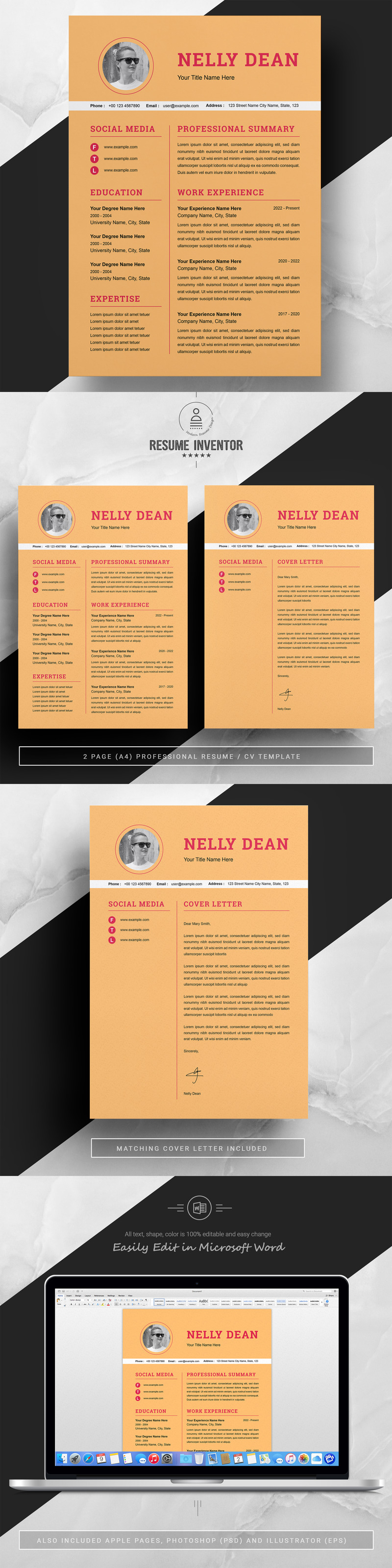 Modern Professional CV Template #441179 - TemplateMonster