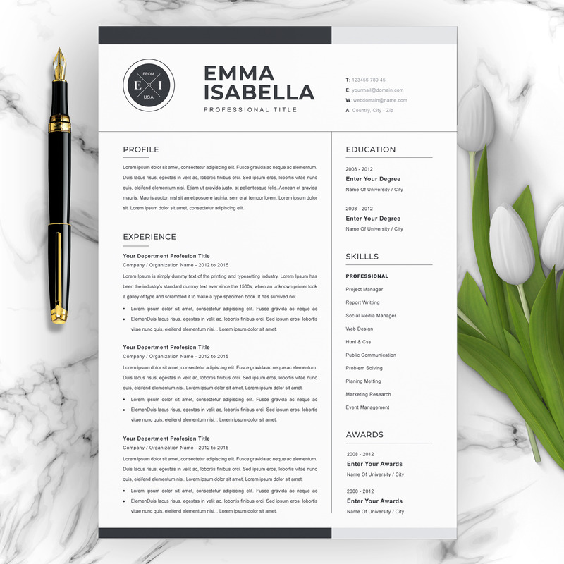 Emma Isabella / Modern CV Template #210156 - TemplateMonster