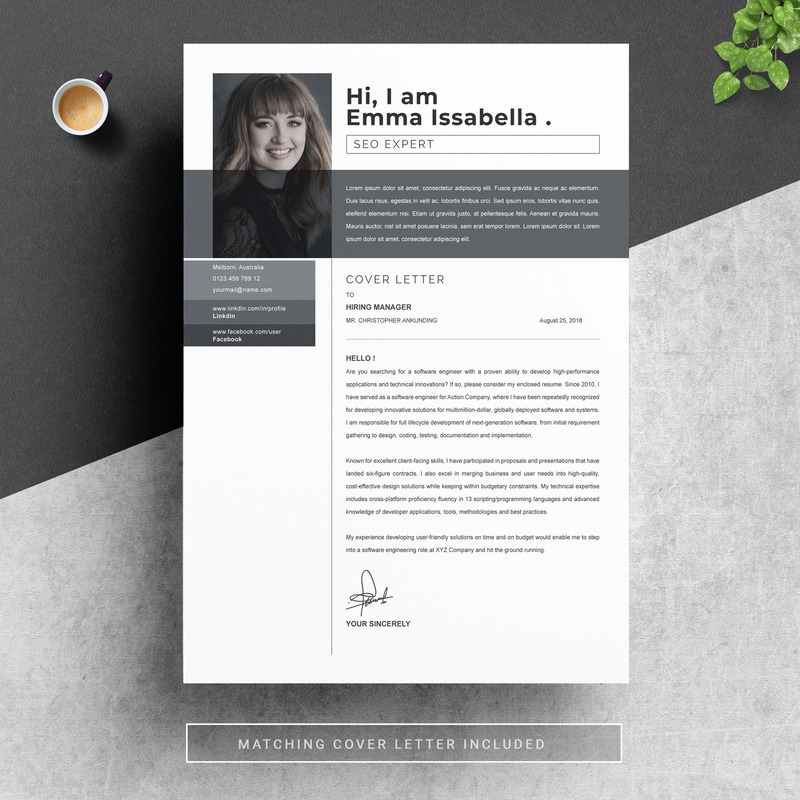 Emma Isabella / Resume CV Template #213166 - TemplateMonster